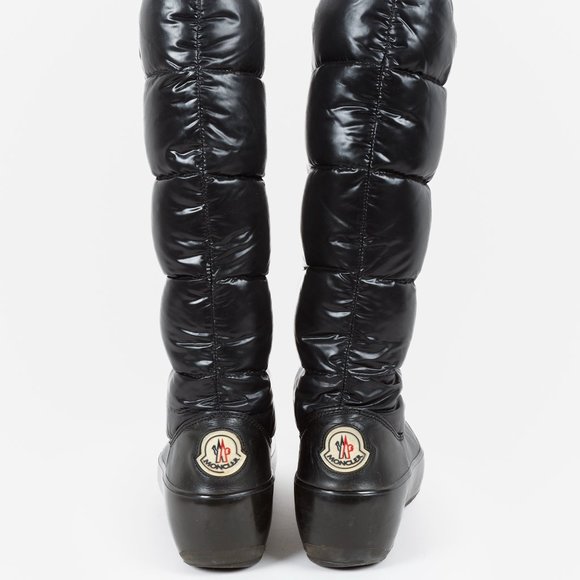 Moncler | Shoes | Moncler New Nible Black Puffer Wedge Boots | Poshmark